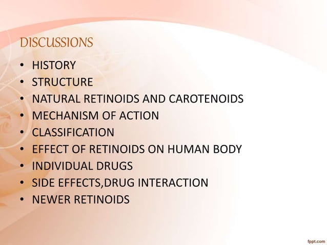 Retinoids in dermatology seminar | PPTX