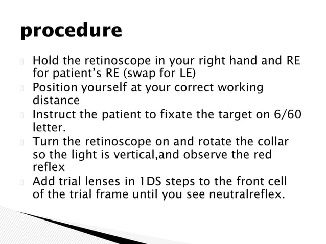 Retinoscopy ppt | PDF | Eye and Vision Conditions | Diseases and Conditions