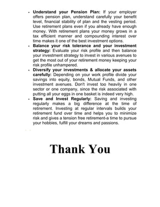 Retirement benefits.bose | Life Insurance | Insurance