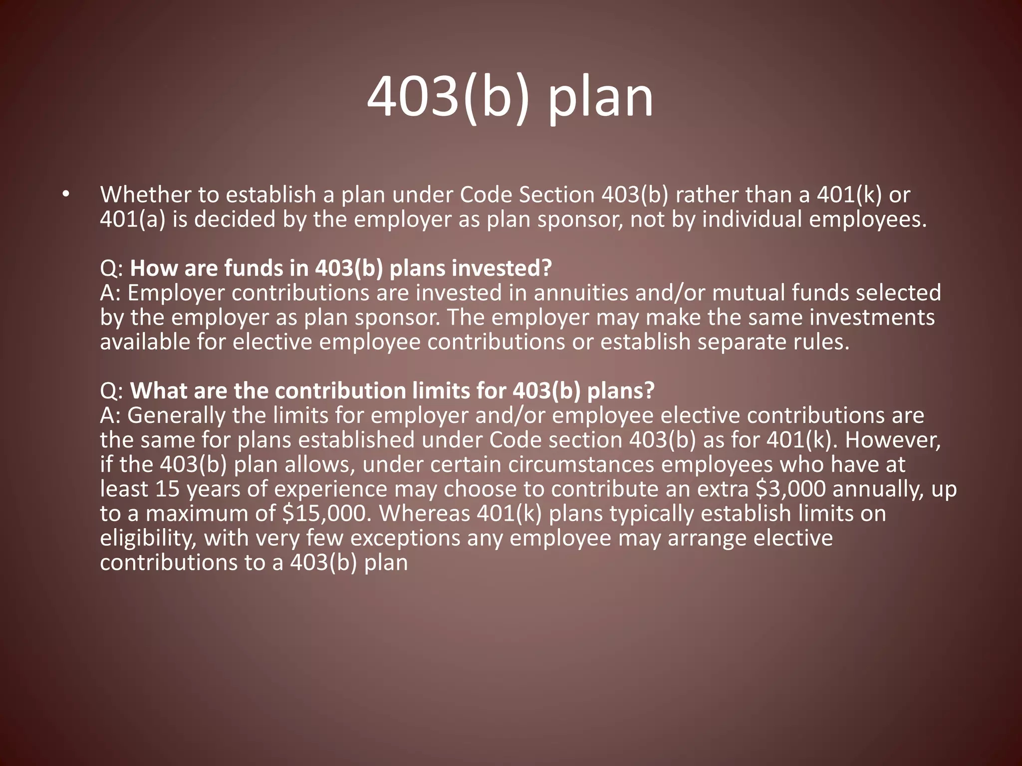 Retirement Plan Basics: What is a 403(b) plan? | PPT