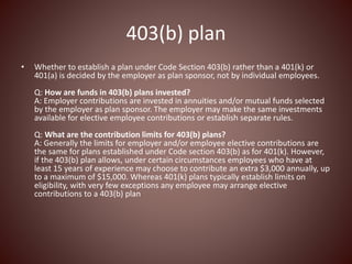 Retirement Plan Basics: What is a 403(b) plan? | PPT