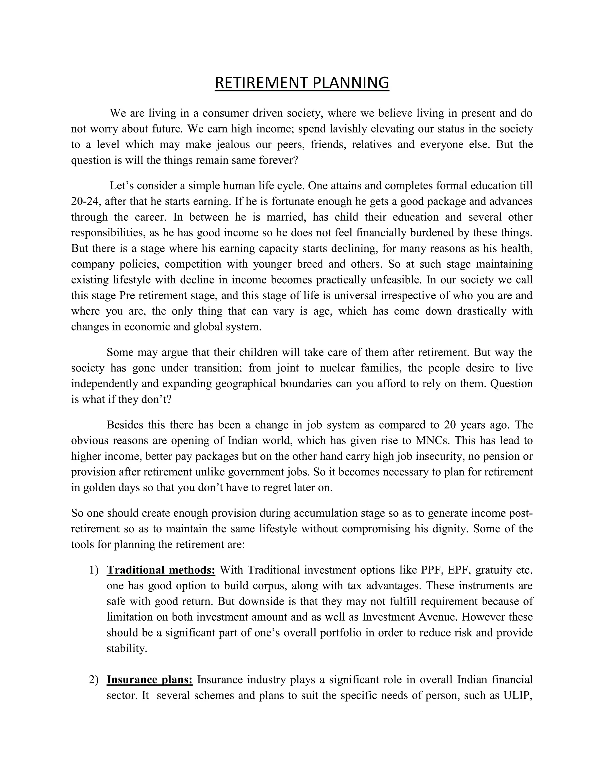 Retirement planning | PDF