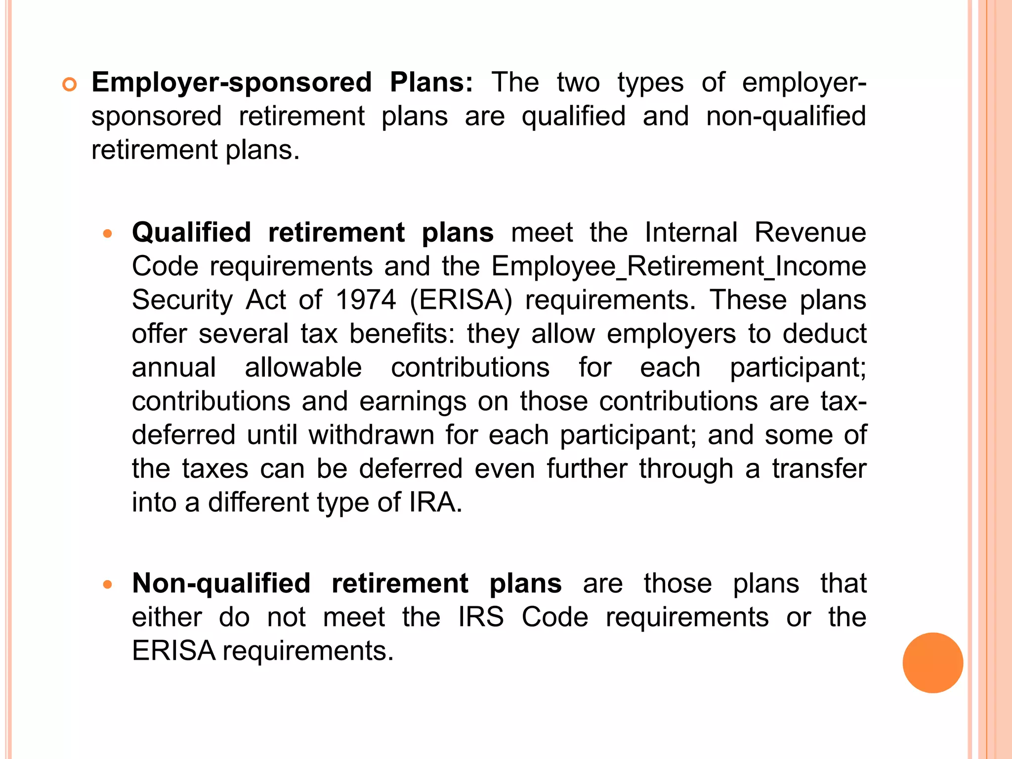 Need and Types of Retirement Plans | PPTX