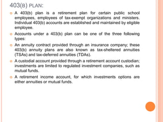 Need and Types of Retirement Plans | PPTX