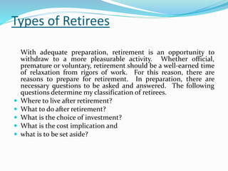 PREPARING TO ENJOY YOUR RETIREMENT | PPT