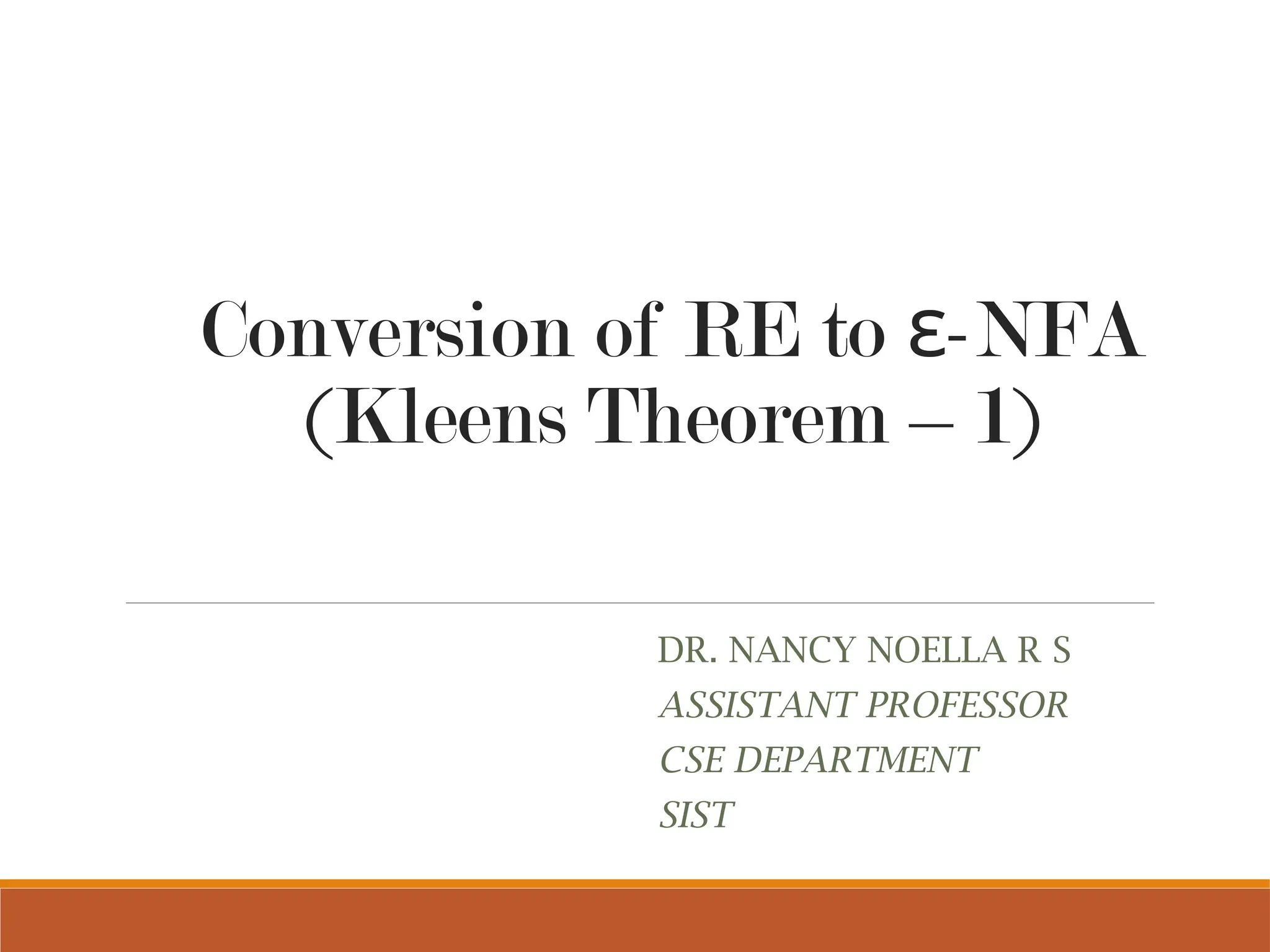 RE to ENFA conversion theory of computation | PPT