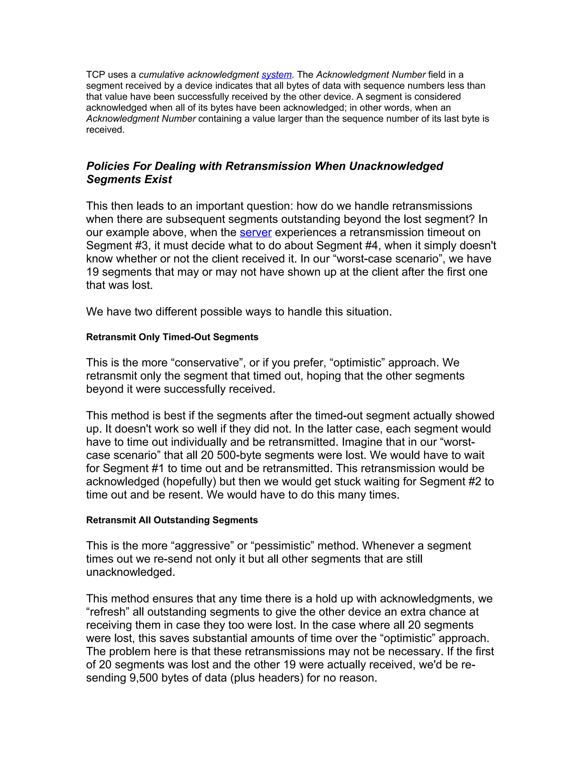 Retransmission Tcp | DOC