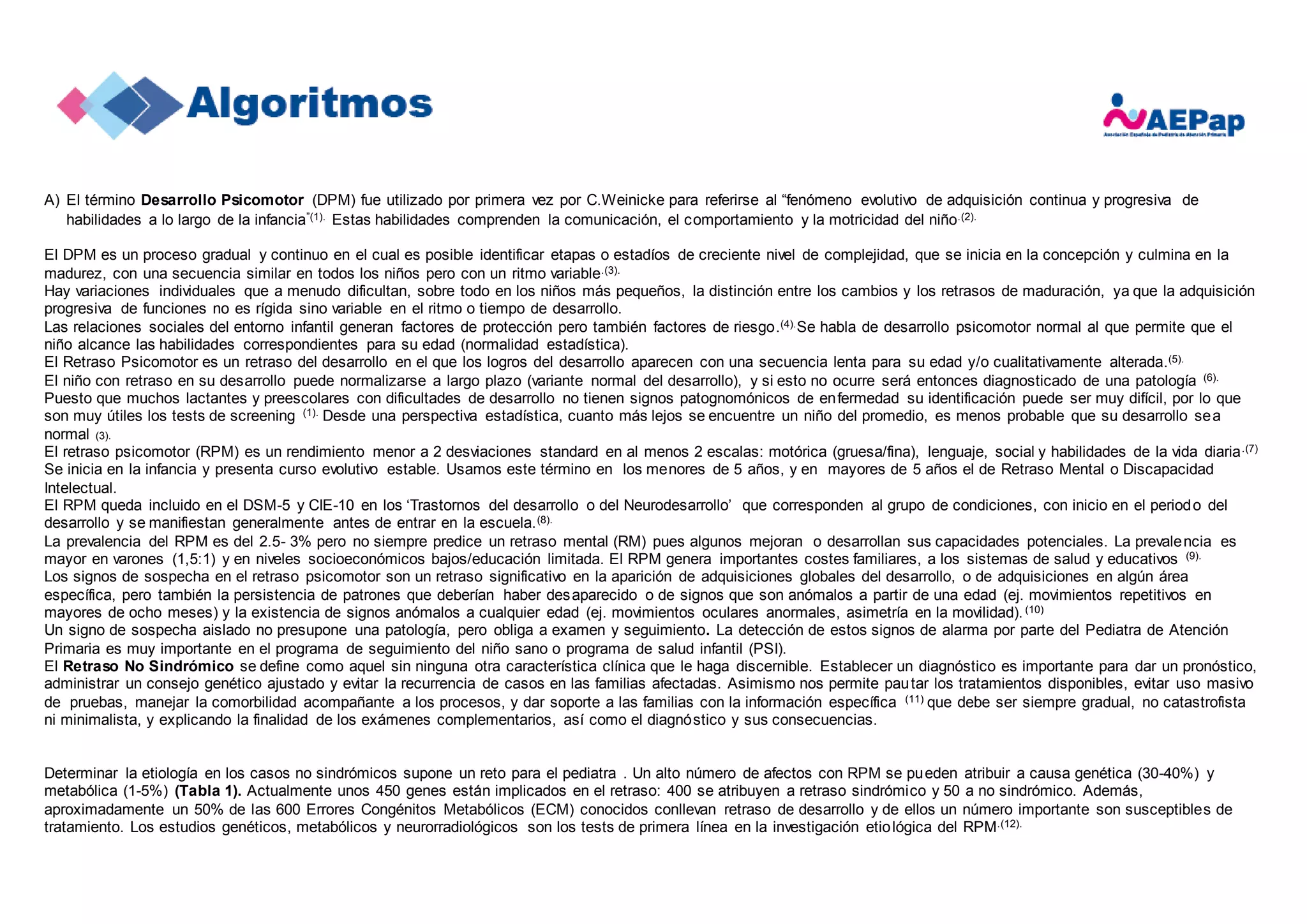 Algoritmo AEPap retraso psicomotor | PDF