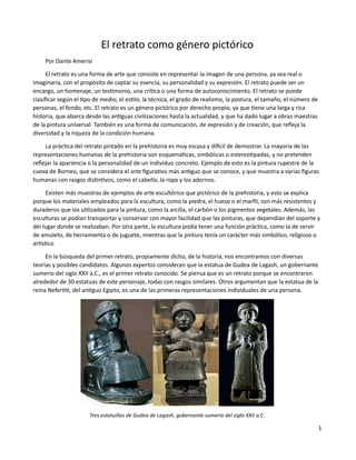 Ensayo: El retrato como género pictórico. Por Dante Amerisi | PDF