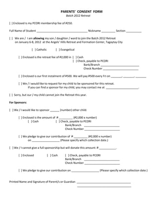 Retreat consent form | PDF