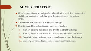 Retrenchment, Diversification & Mix strategy | PPTX