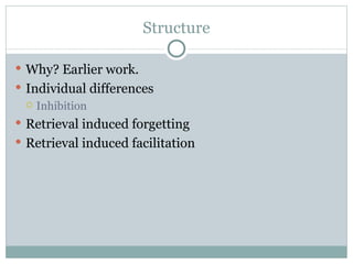 Retrieval induced forgertting plan | PPT