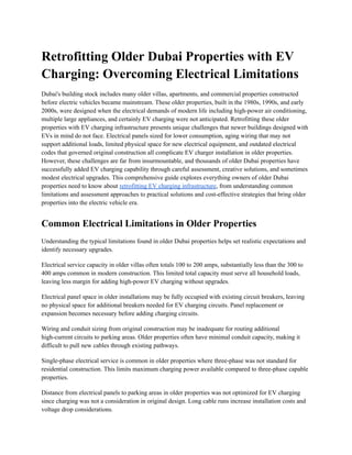 Retrofitting Older Dubai Properties for EV Charging: Electrical ...