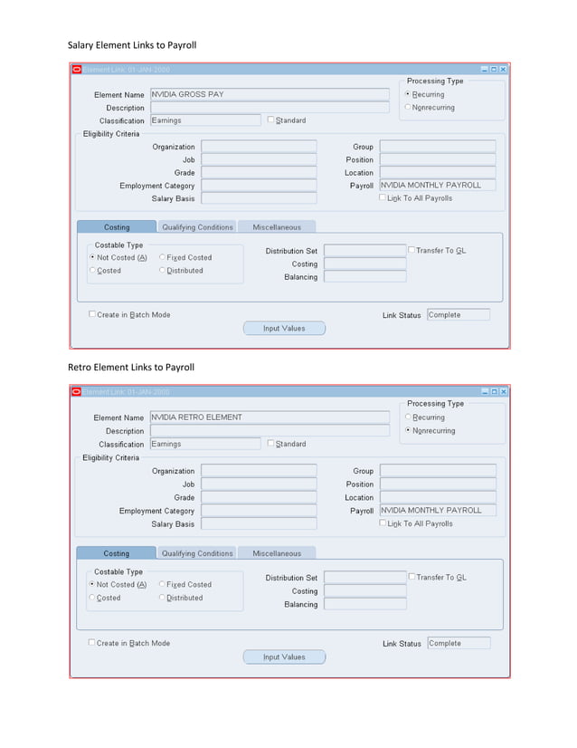 Oracle Retro pay by element | DOCX