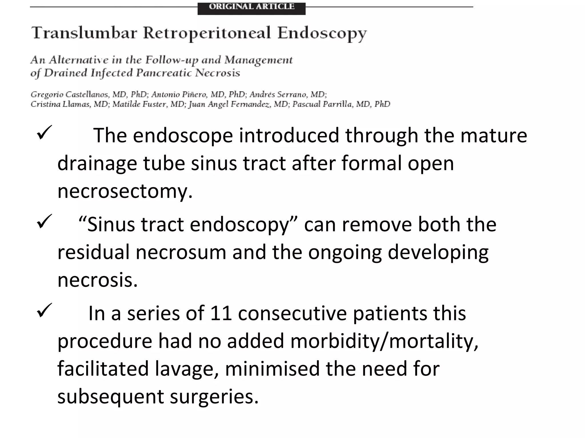 Retroperitoneal endoscopic necrosectomy | PPT