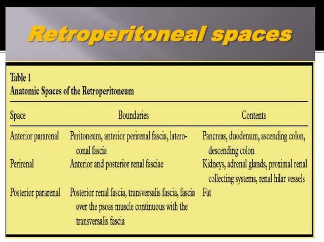 Retroperitoneal space | PPTX