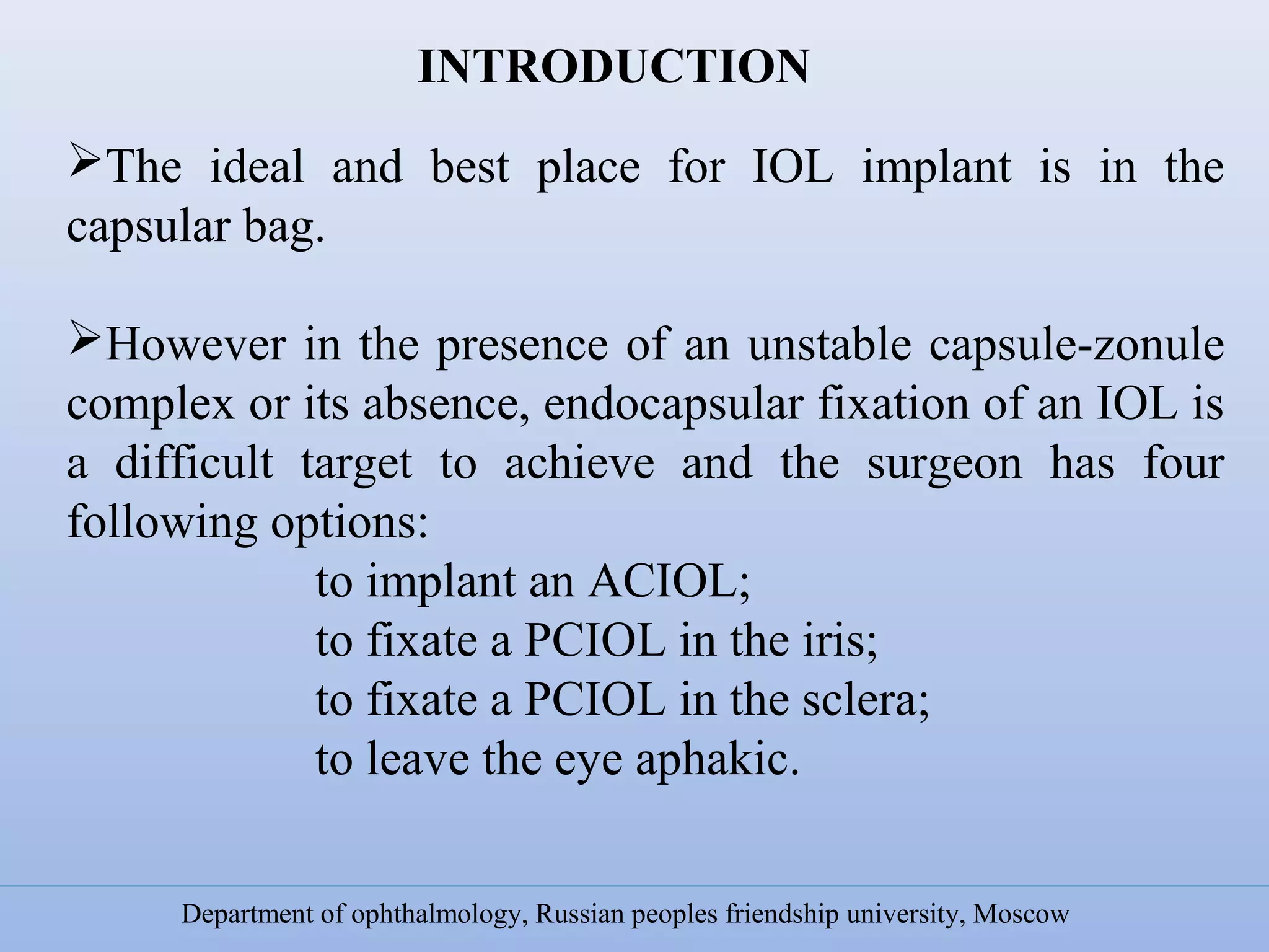 Retropupillary fixation of iris claw iol in phaco complication | PPT