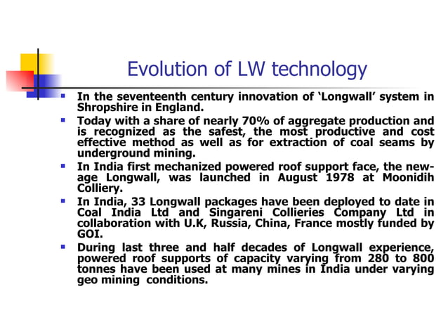 Longwall technology in india, SCCL | PPT | Power and Energy Industry ...