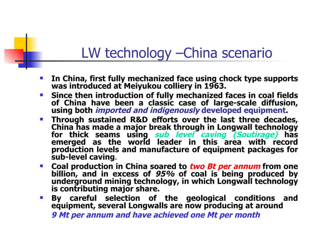 Longwall technology in india, SCCL | PPT | Power and Energy Industry ...