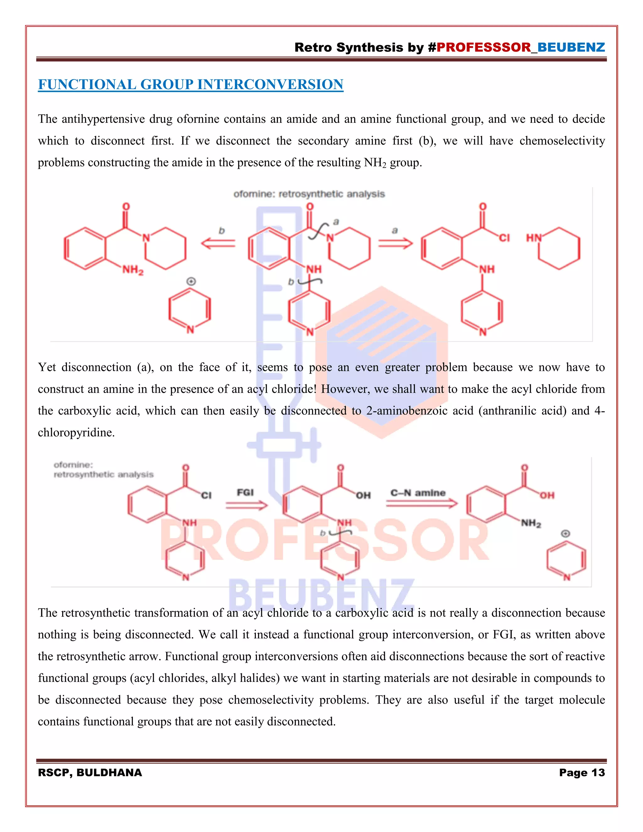 Retrosynthesis by Professor Beubenz | PDF