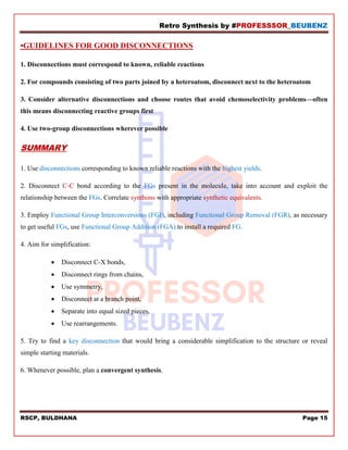 Retrosynthesis by Professor Beubenz | PDF