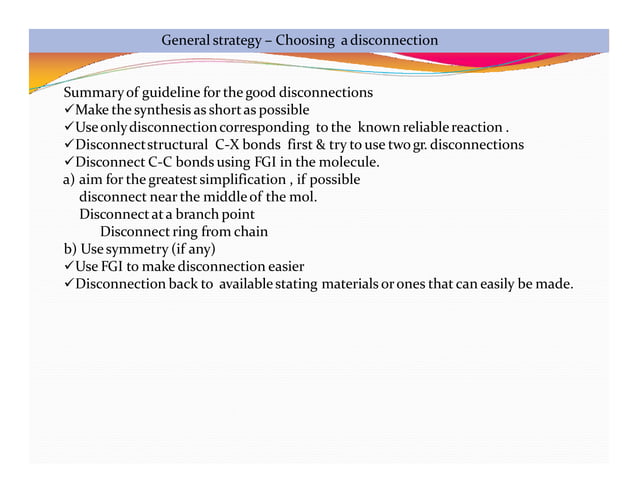 Retrosynthesis or the discconection approach | PPTX | Chemistry | Science