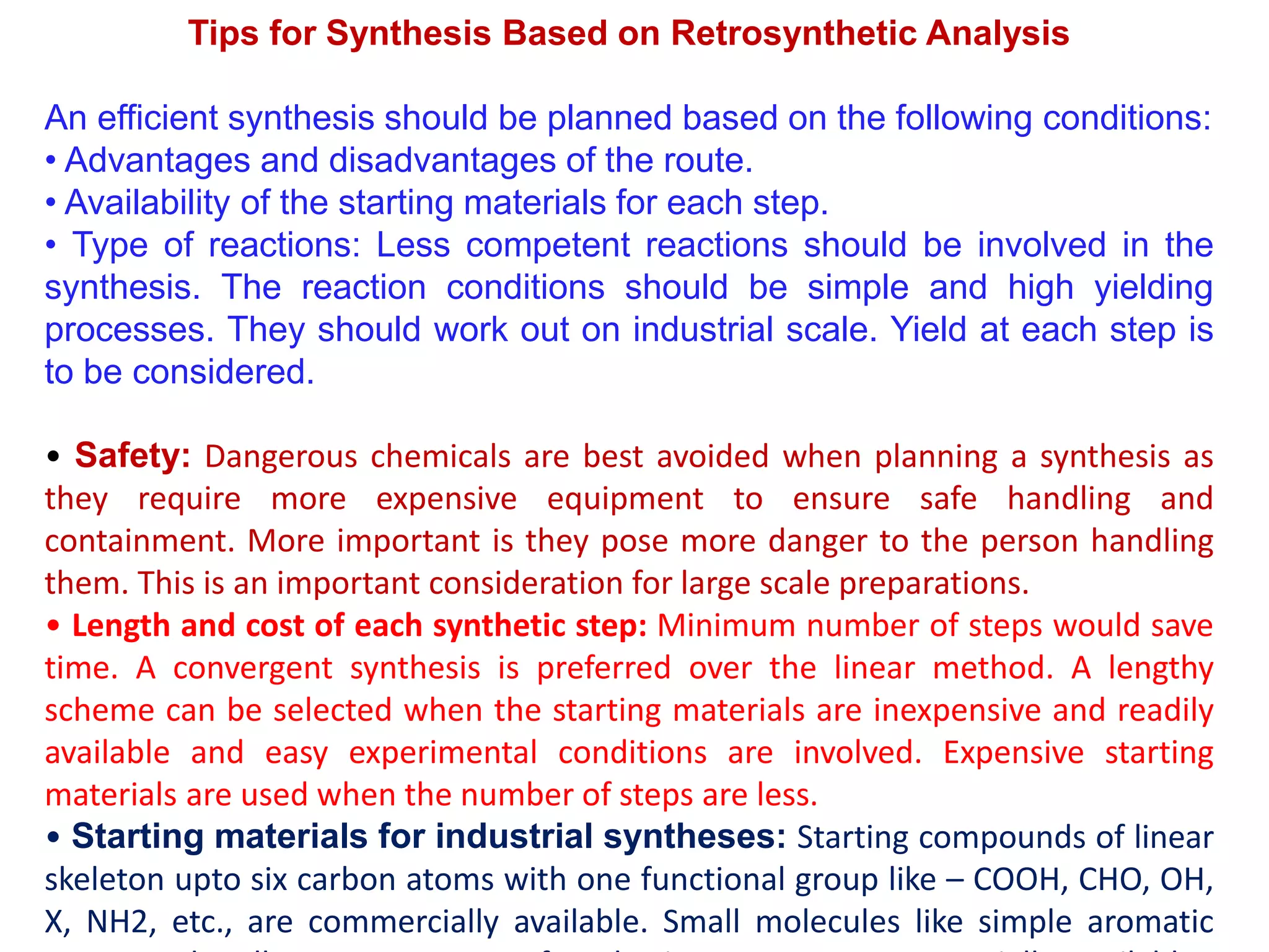 Retrosynthetic analysis in organic synthesis | PPTX