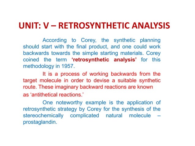 Retrosynthetic analysis in organic synthesis | PPTX | Chemistry | Science