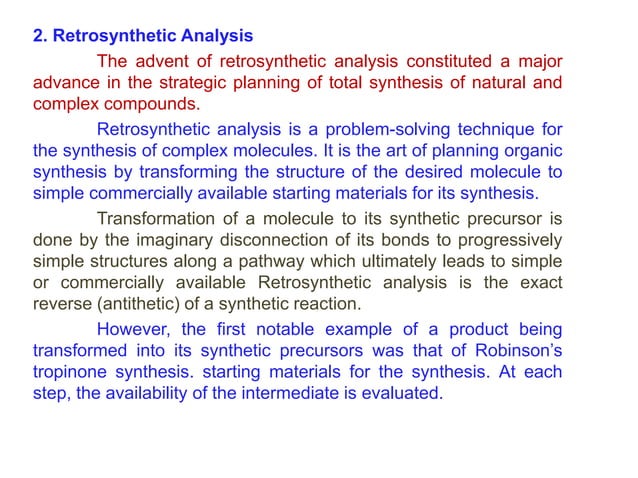 Retrosynthetic analysis in organic synthesis | PPTX | Chemistry | Science