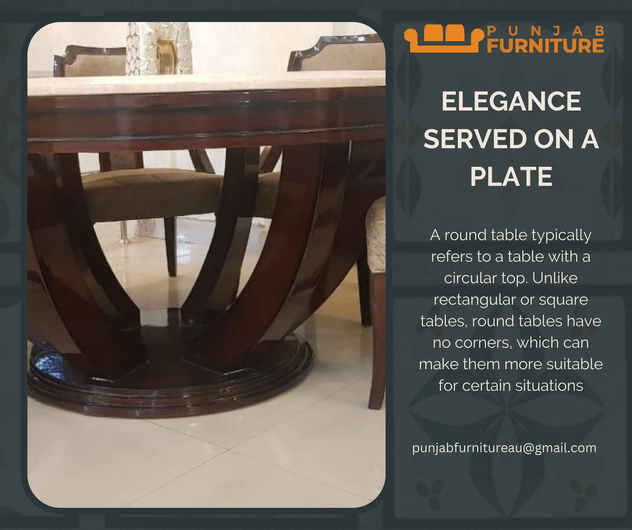 Golden Marble Top Round 6-Seater Dining Table | PDF