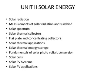 Renewable Energy Technology UNIT II SOLAR ENERGY.pptx
