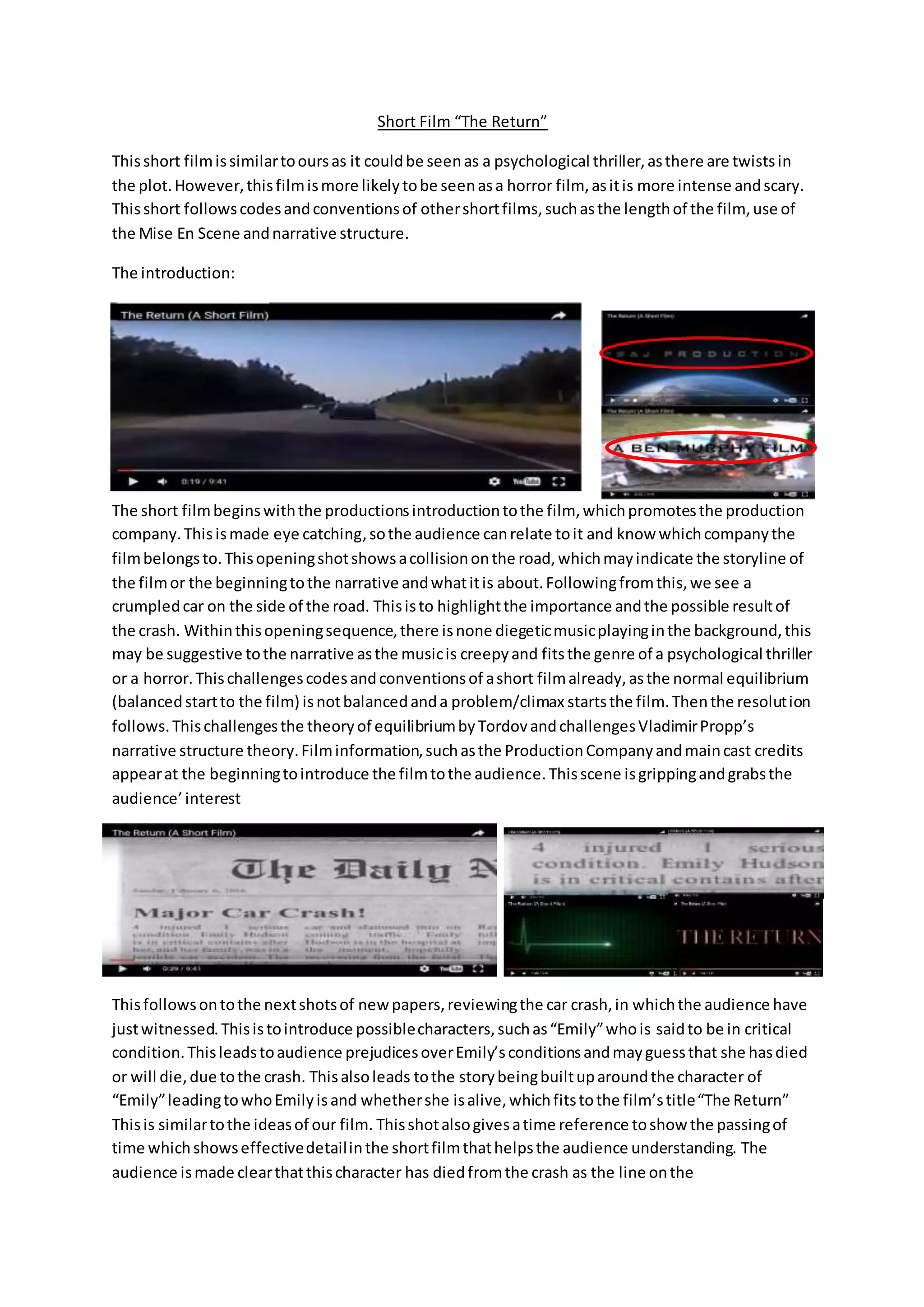 Short Film Deconstruction | DOCX | Drama | Genres