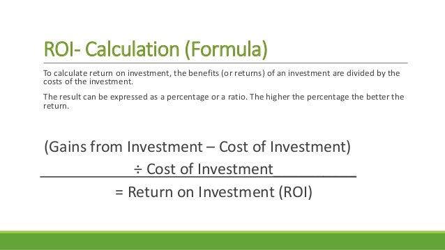 Return on investment lesson 3 -revision