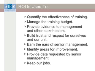 Return On Investment Training And Development | PPT