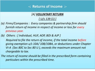 Various Returns of income | PPTX