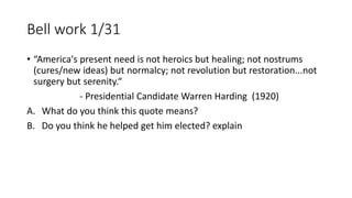 Return to normalcy | PPTX | Politics