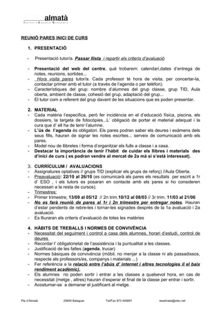 Reunió pares inici de curs | DOC