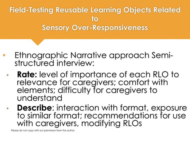 Reusable Learning Objects Related To Sensory Processing Ppt