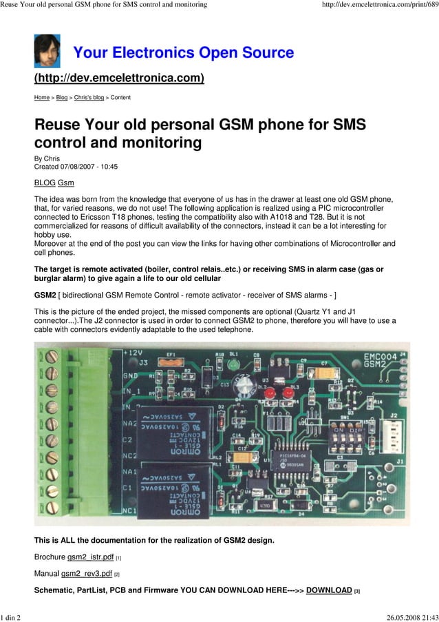 Reuse Your Old Personal Gsm Phone For Sms Control And Monitoring | PPT