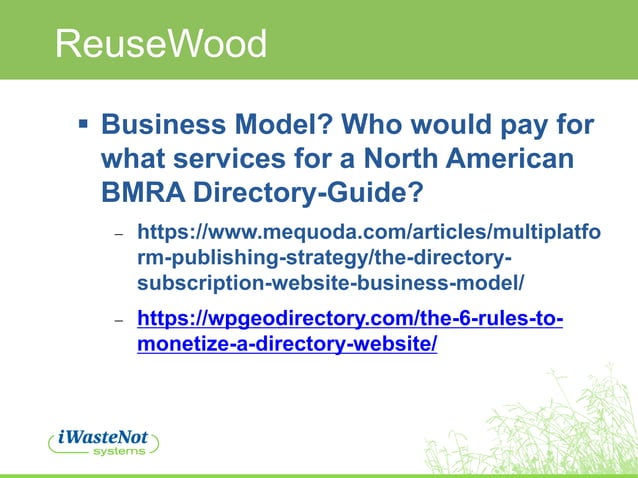 Building an Ecosystem for Reuse, starting with Reuse Wood | PPT