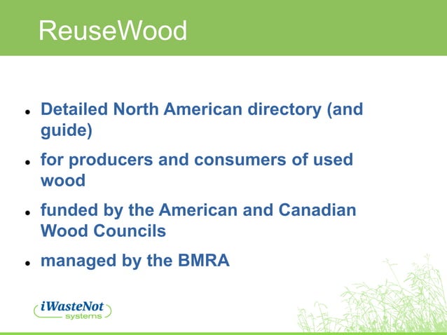 Building an Ecosystem for Reuse, starting with Reuse Wood | PPT