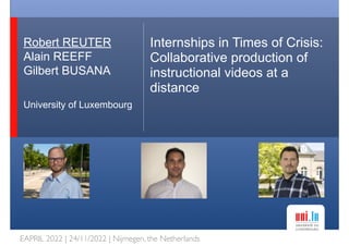 Internships in Times of Crisis: Collaborative production of ...