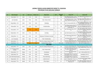 Jadwal Perkuliahan Semester Genap 2025/2026 Program Studi Sarjana ...