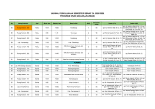 Jadwal Perkuliahan Semester Genap 2025/2026 Program Studi Sarjana ...