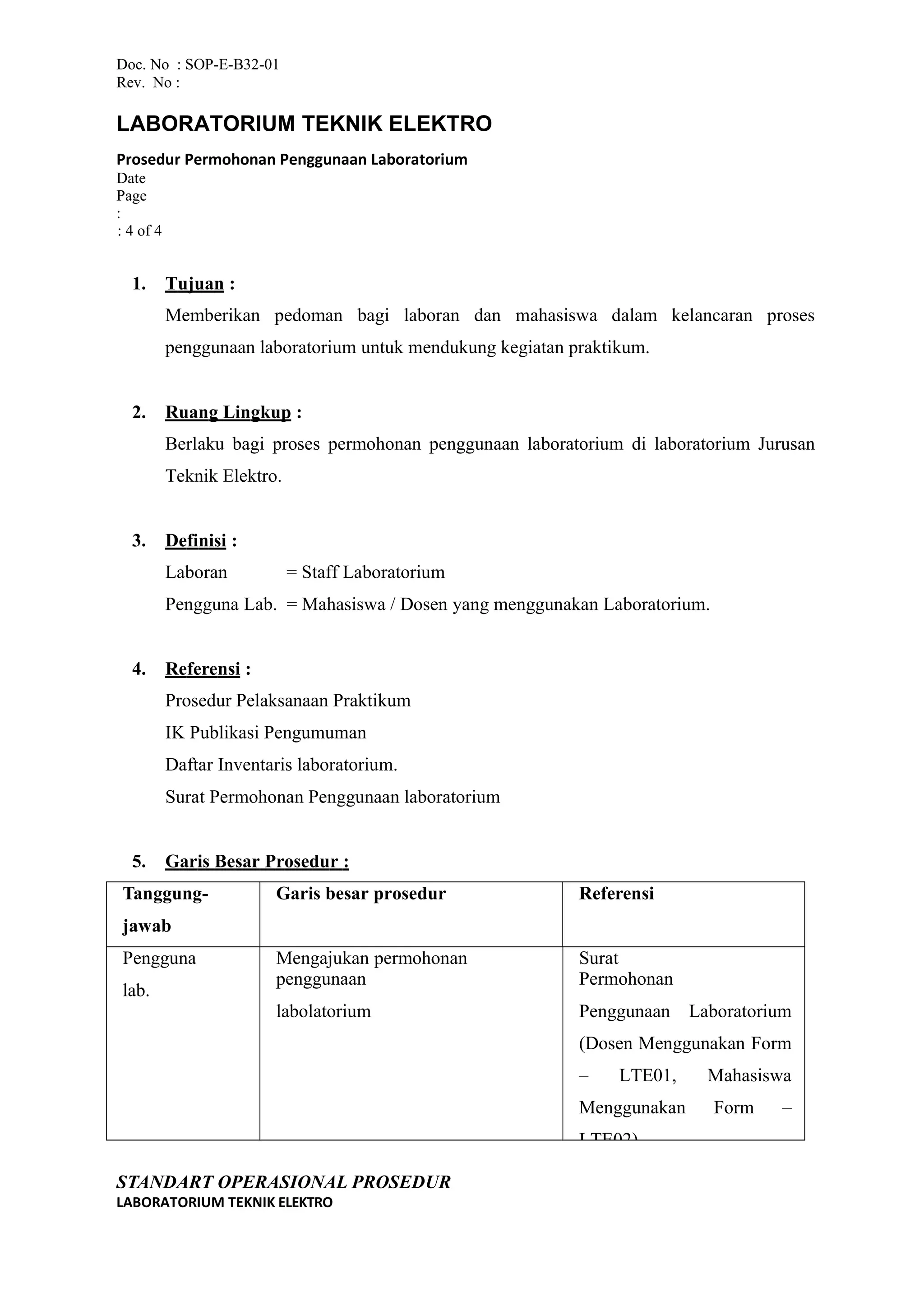 Standar Operasional Prosedur Laboratorium/Bengkel/Workshop Teknik ...