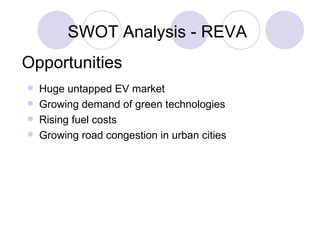 Reva Swot Analysis | PPT