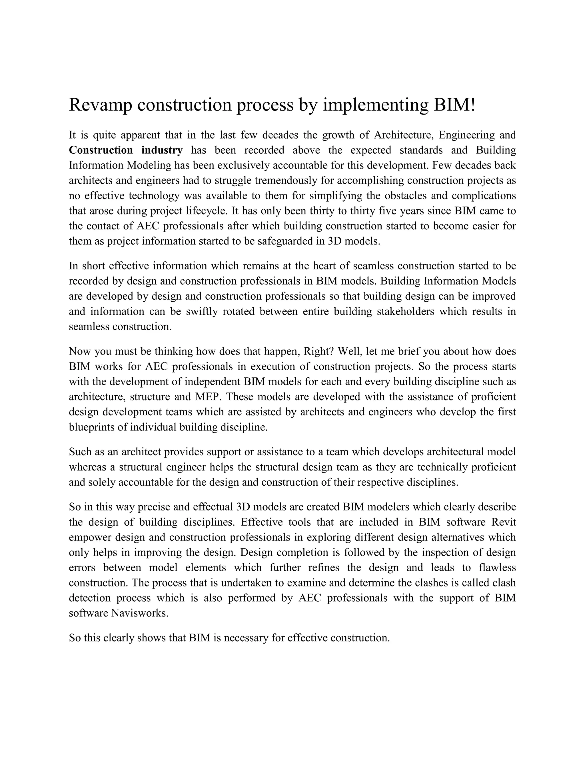 Revamp construction process by implementing bim! | PDF
