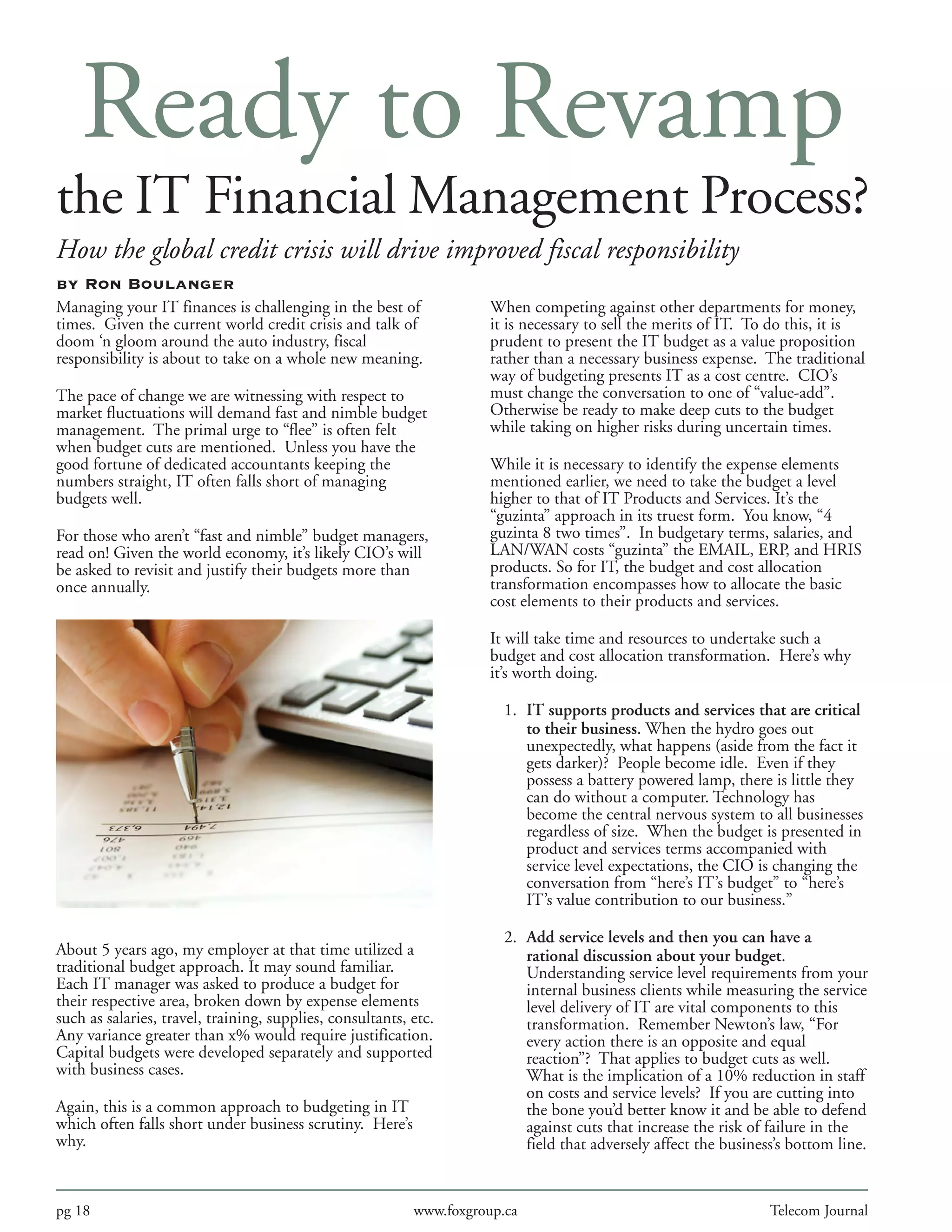 Revamp IT Financial Process | PDF | Business Accounting & Finance ...