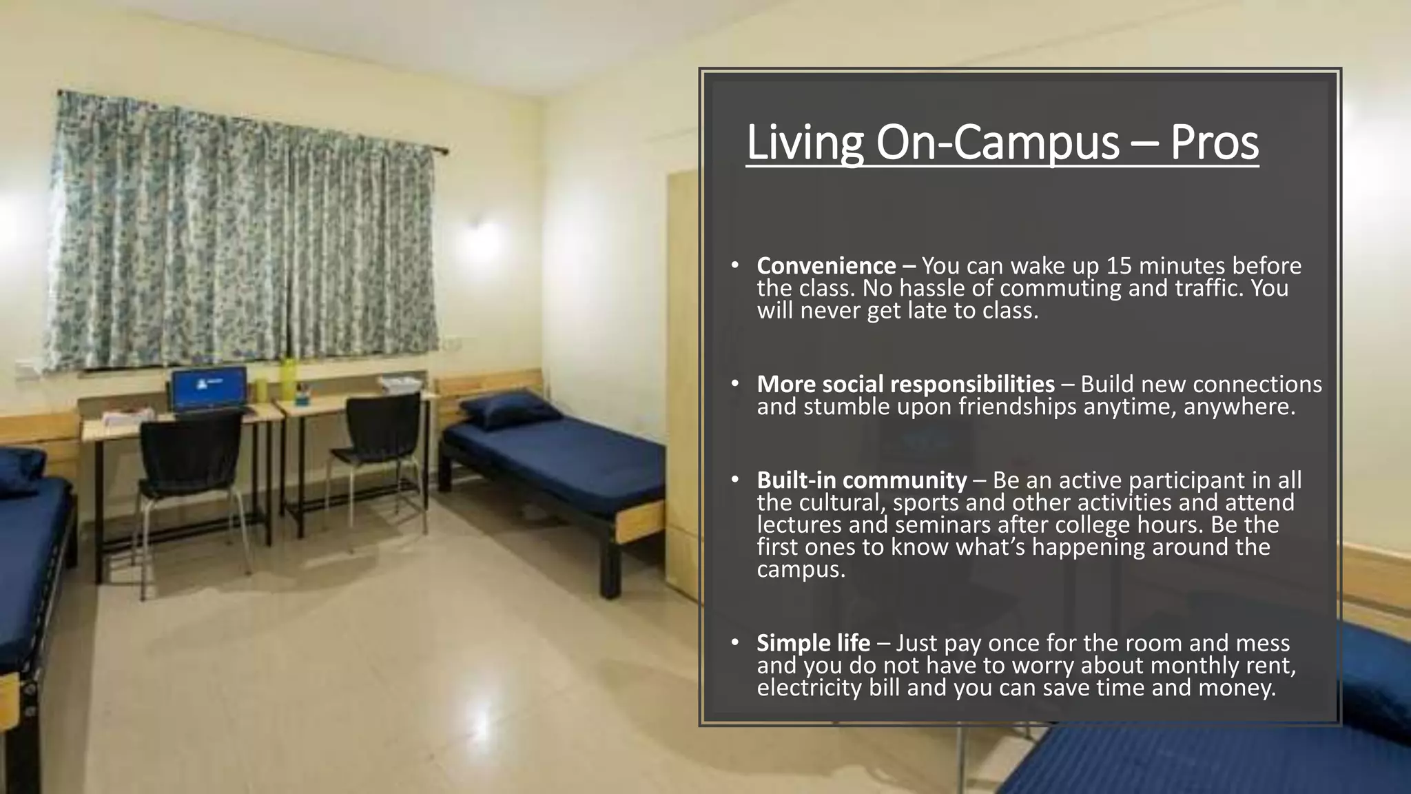 Pros/Cons of Living On or Living Off Campus | PPT
