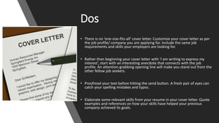 The Dos and Don’ts of Cover Letter Writing | PPTX